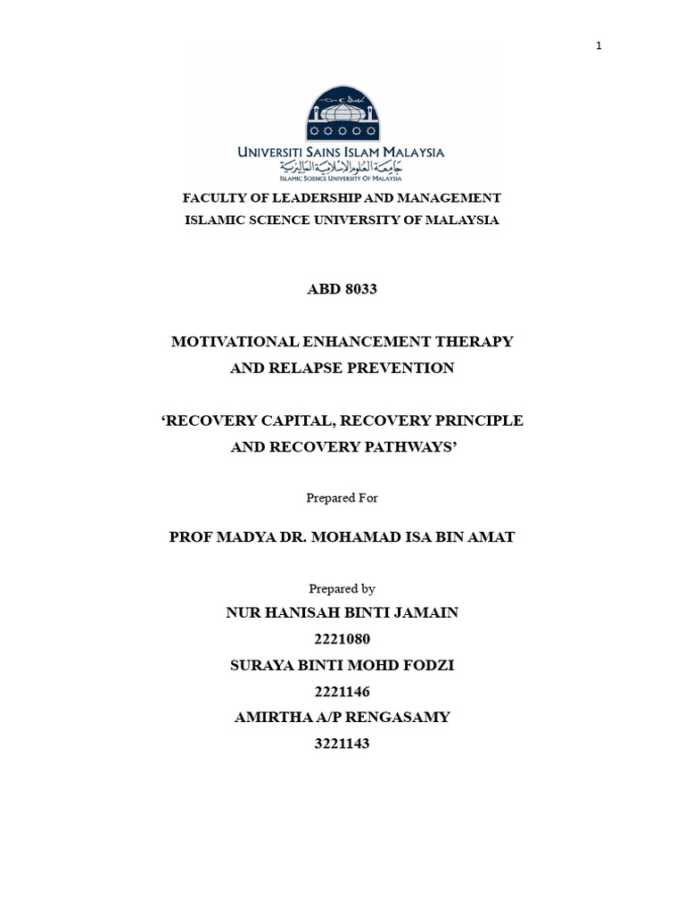 Recovery capital, recovery principle and pathway | PDF | Twelve Step ...