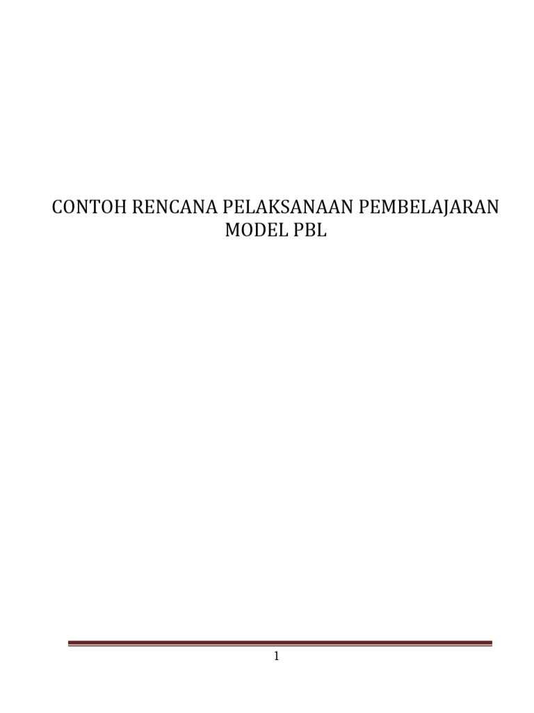 Contoh RPP Model PBL (3 Langkah) | PDF