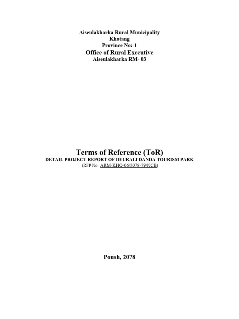 Terms of Reference (Tor) : Office of Rural Executive | PDF