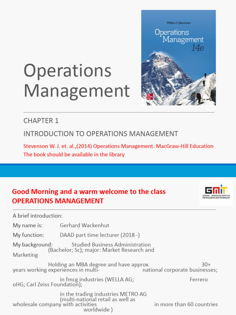 1.0 Introduction To Operations Management | PDF | Operations Management ...