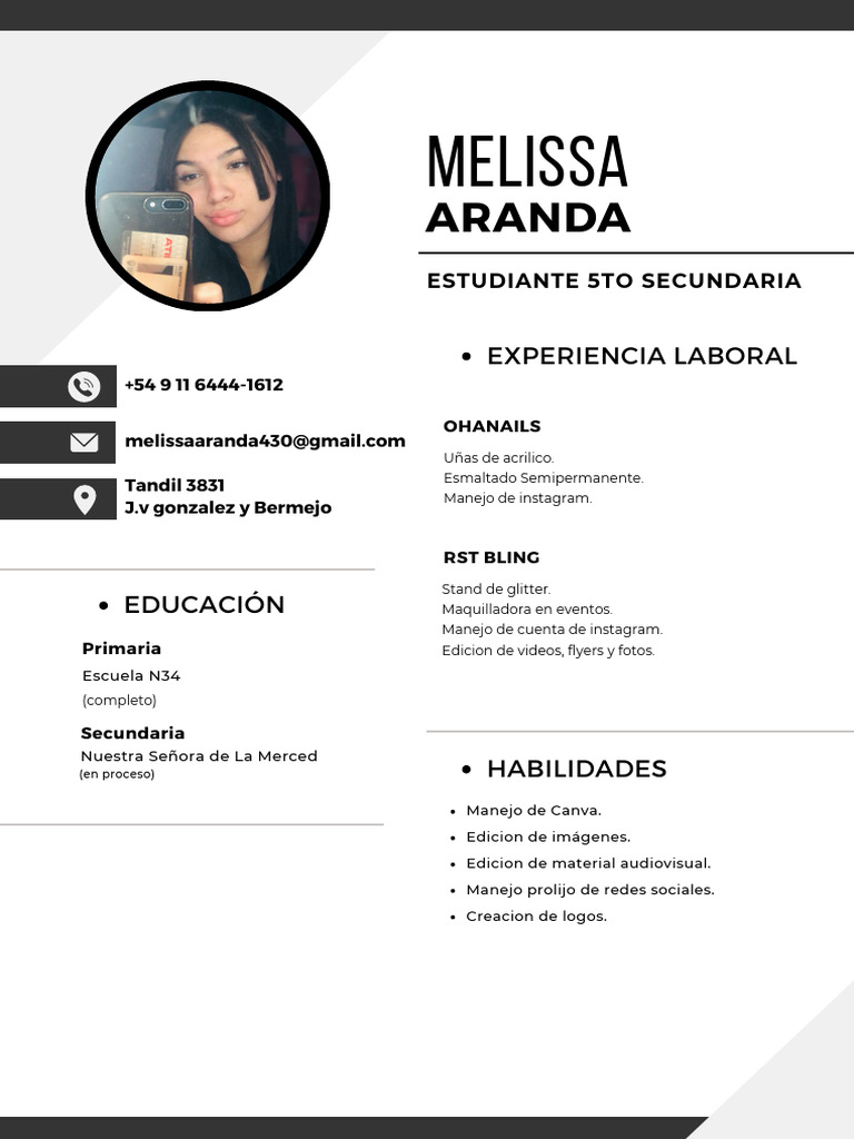 Curriculum Melissa Aranda | PDF