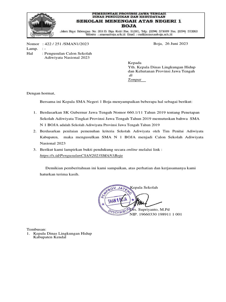 Surat Pengantar CSAN 2023 | PDF
