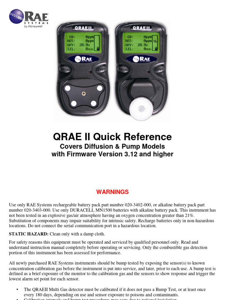 Quick Reference Guide - QRAE II Combined - 020 4008 000 D - RevG | PDF ...