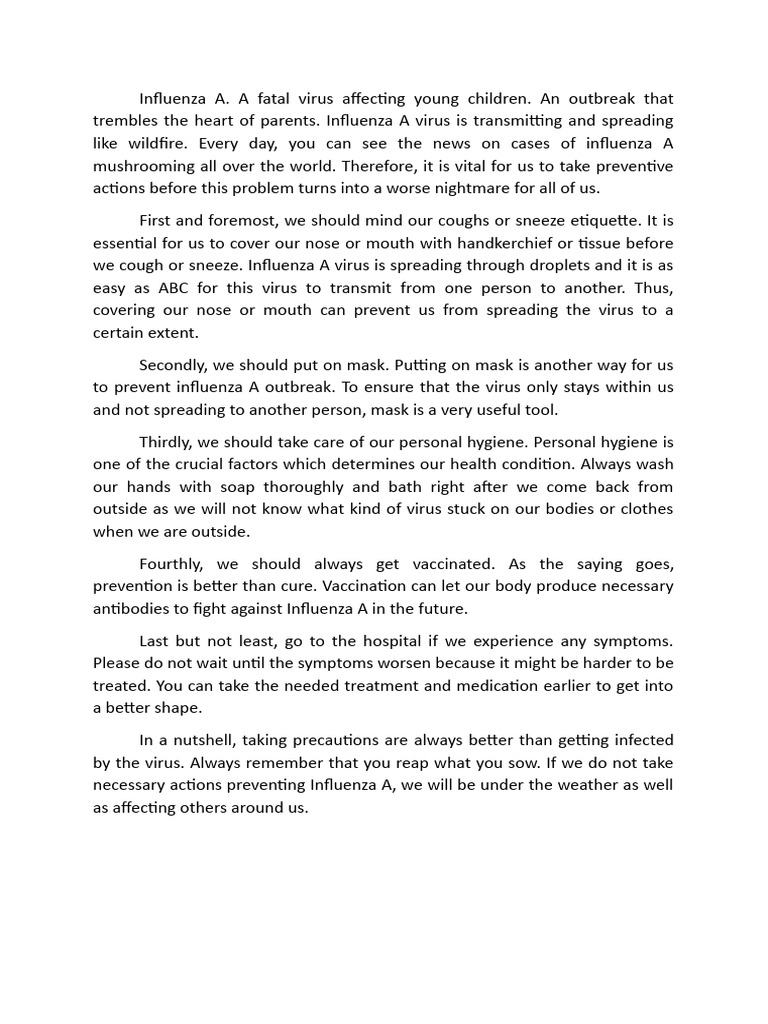 Preventing Influenza A Outbreaks | PDF