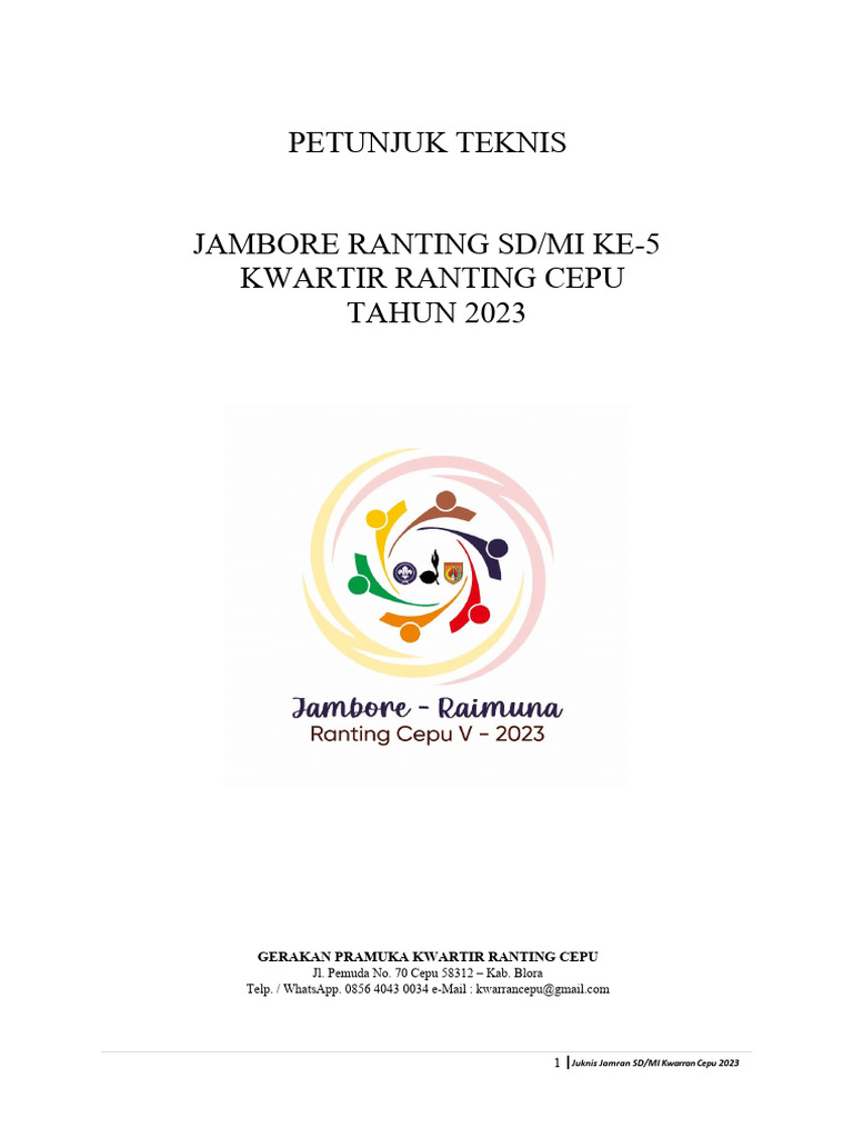 Juknis Jambore Ranting SD-MI Ke-5 Tahun 2023 | PDF