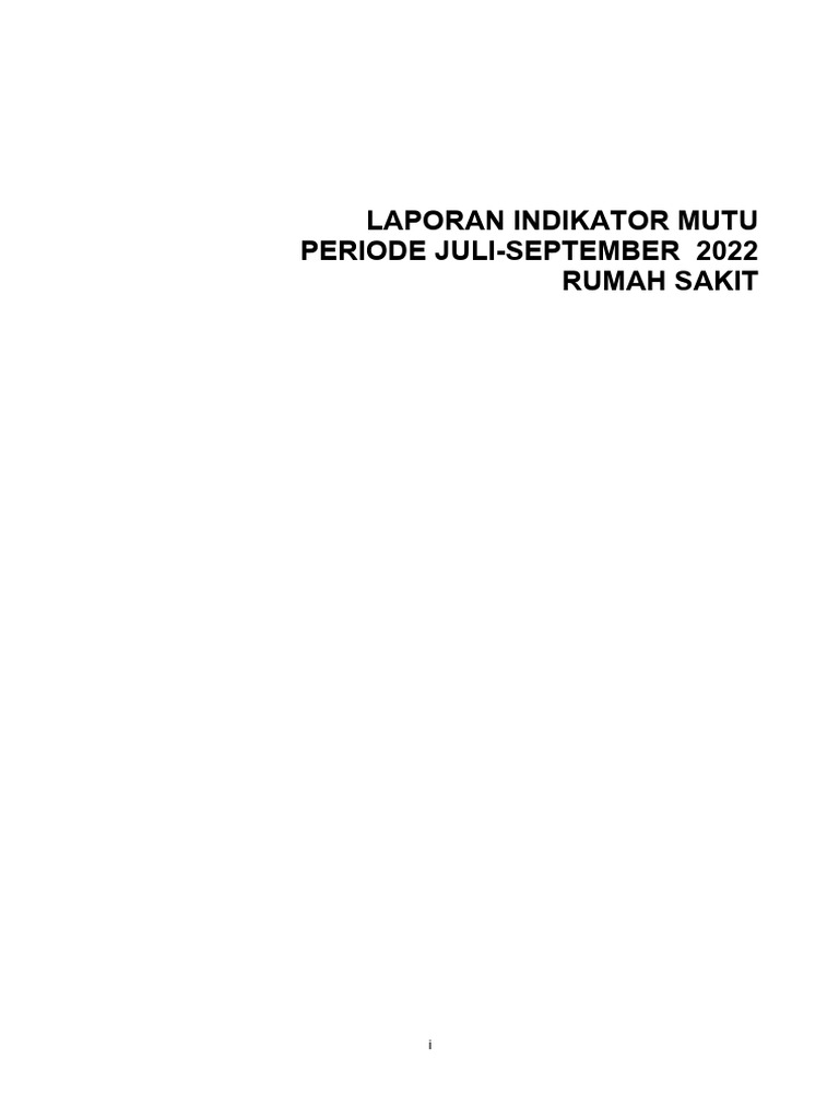 Laporan Indikator Mutu Rumah Sakit | PDF