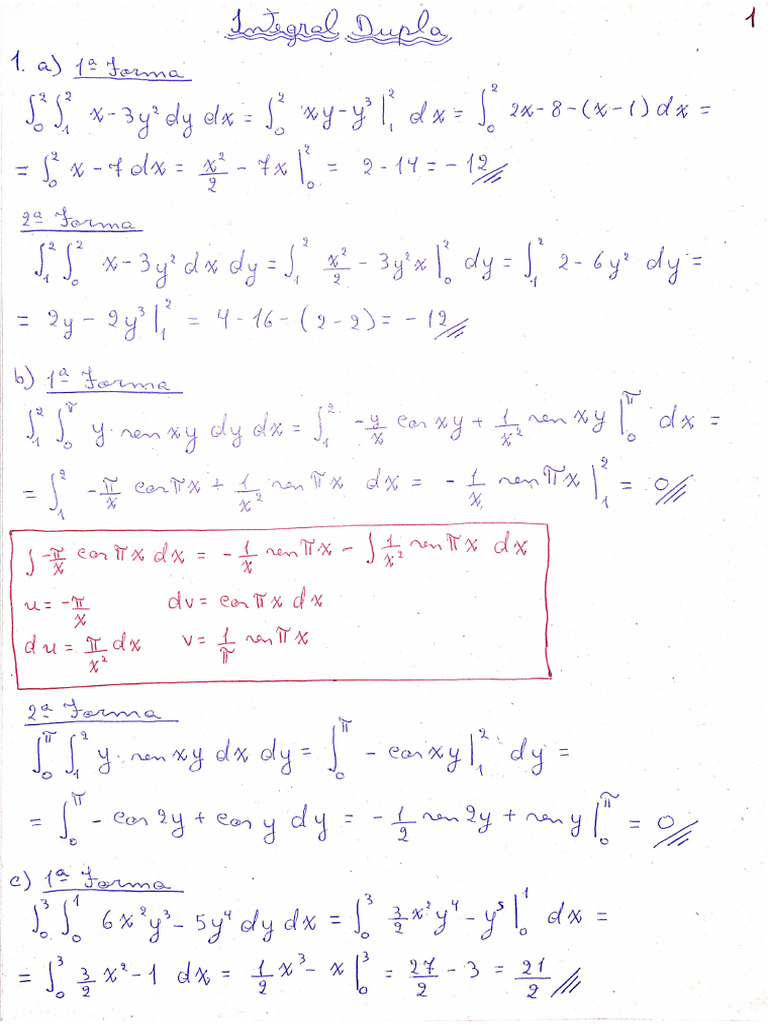 Integral Dupla - Exercícios Resolvidos | PDF