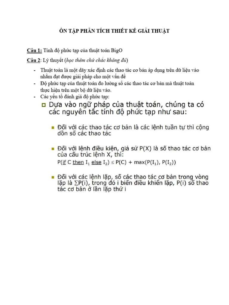 Ôn Tập Phân Tích Thiết Kế Giải Thuật | PDF