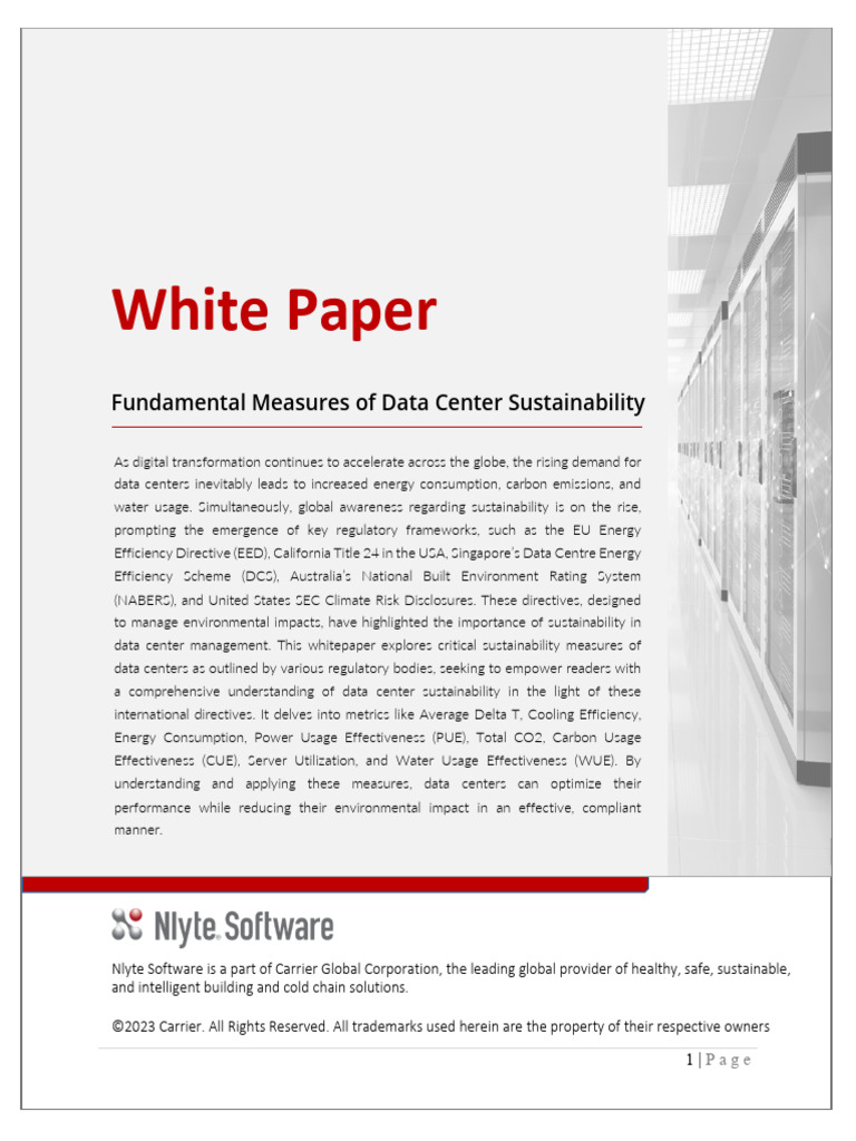 White Paper - Fundamental Measures of Data Center Sustainability | PDF ...