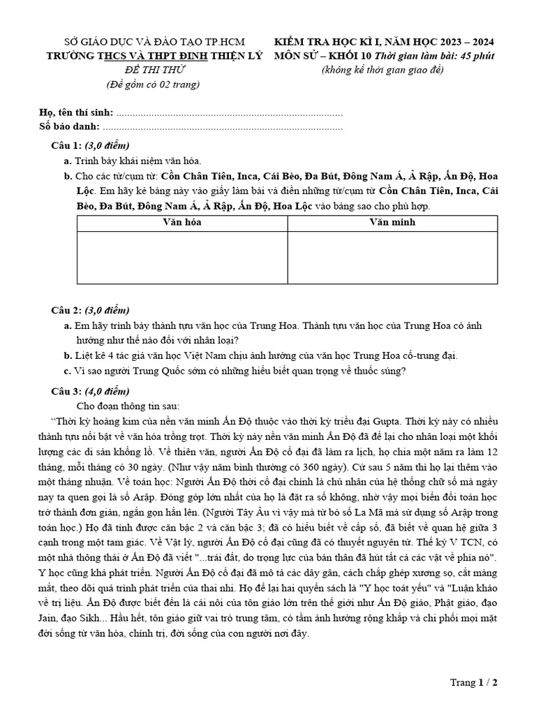 2023-HKI-Su 10-De THITHU | PDF