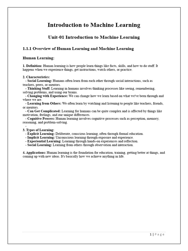 Human vs. Machine Learning Overview | PDF