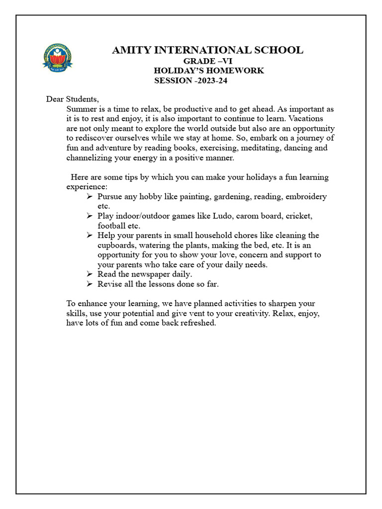 AIL-HW Grade 6 | PDF