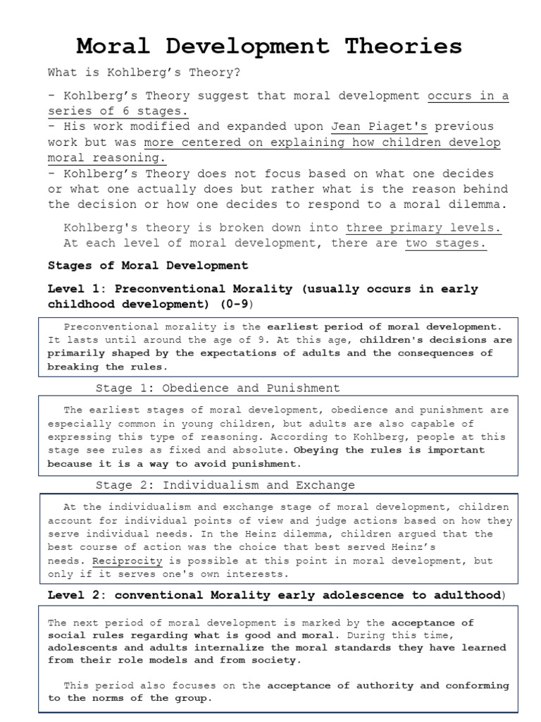 Moral Development HANDOUT | PDF