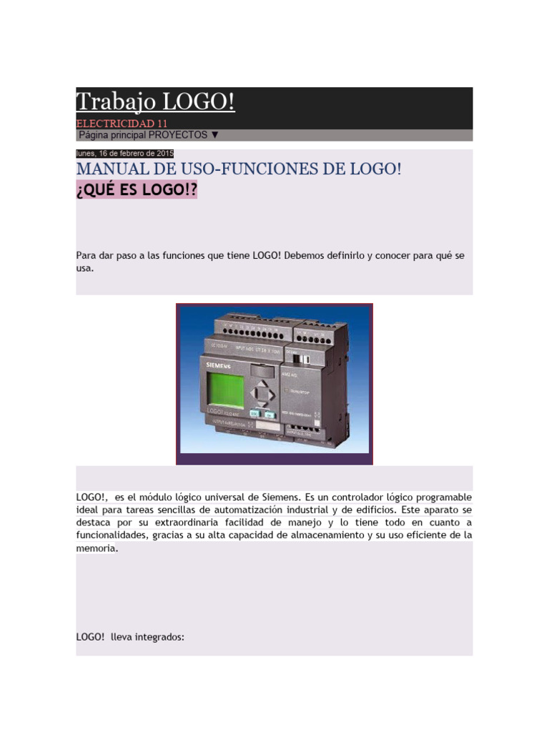 Funciones Logo | PDF | Puerta lógica | Sensor