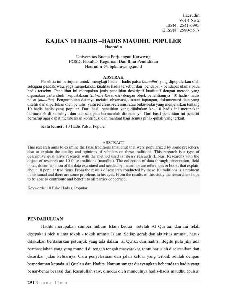 Kajian 10 Hadis Maudhu Populer | PDF