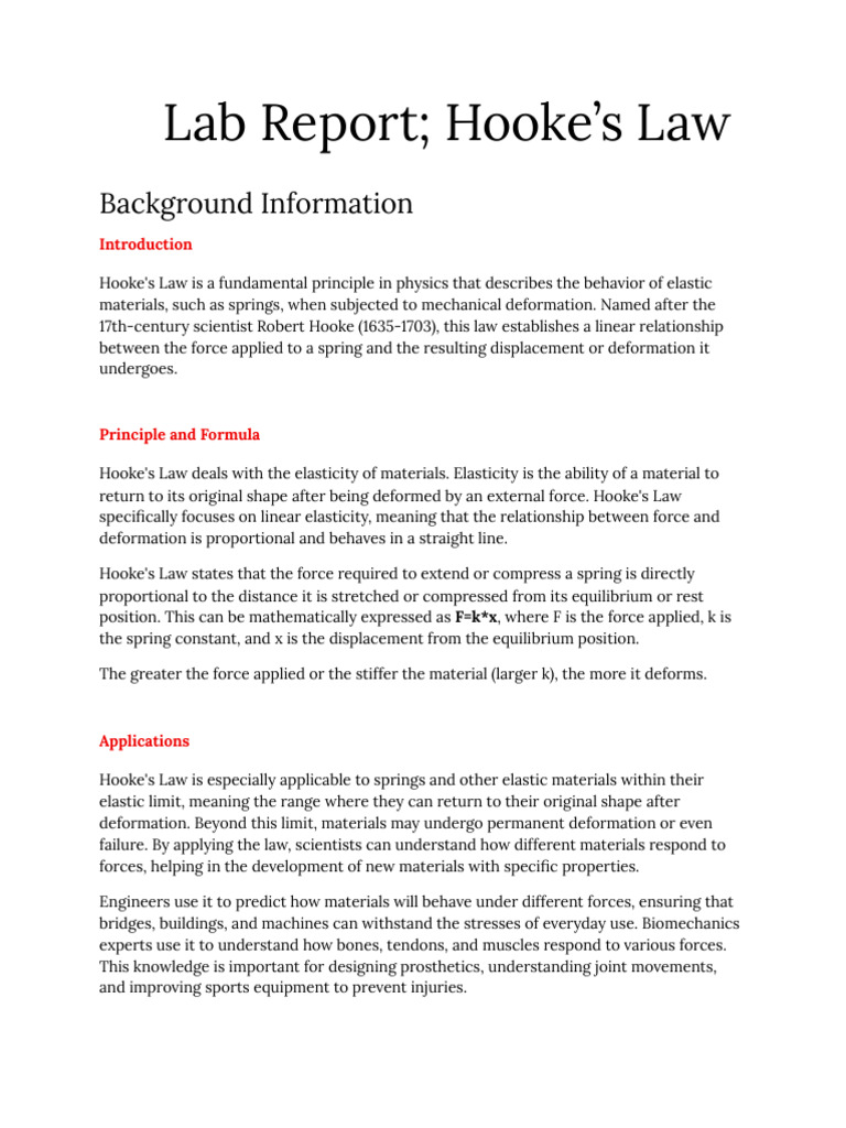 Hooke's Law | PDF