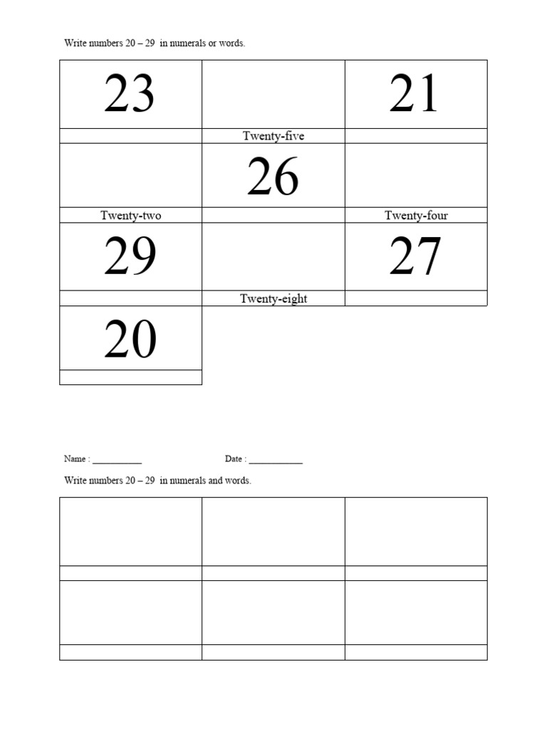 Number Writing Practice 20-39 | PDF