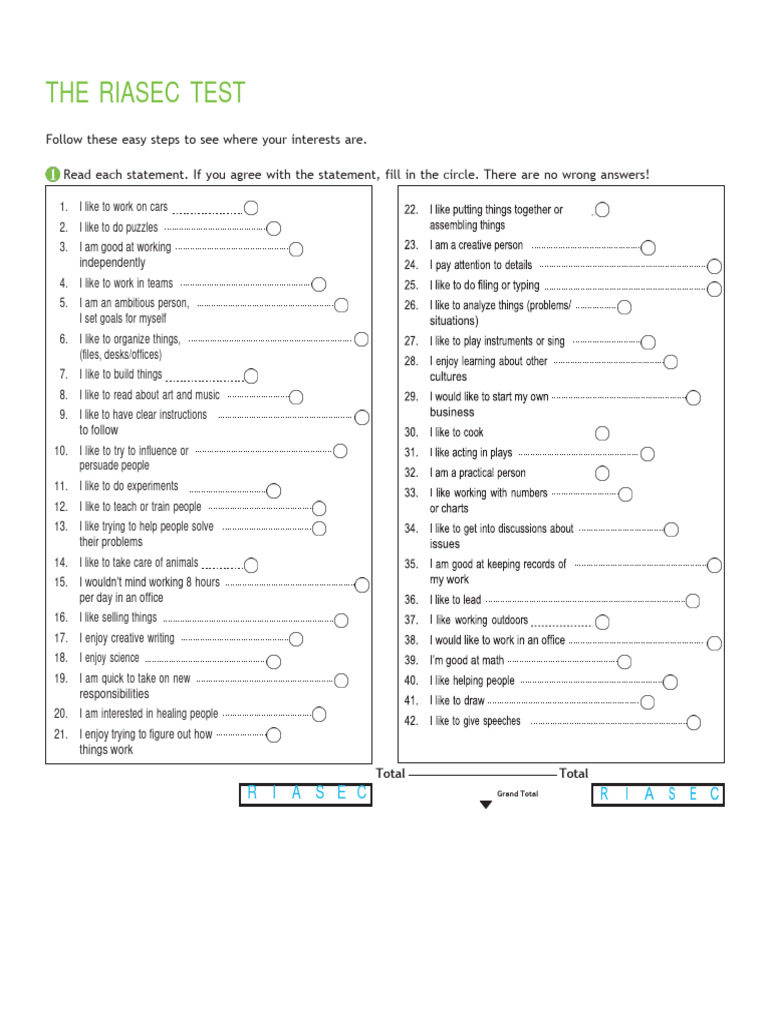 RIASEC | PDF | Language Arts & Discipline | Self-Improvement
