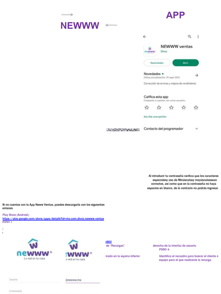 Manual de Recarga Newww | PDF | Aplicación movil | Contraseña