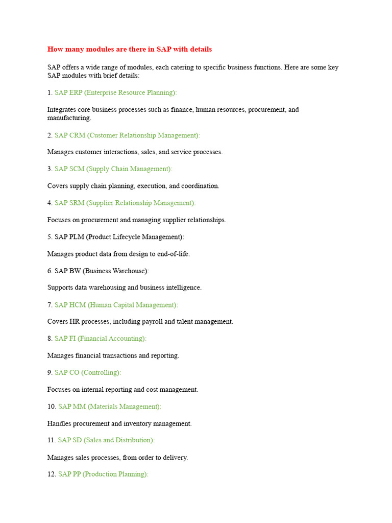 SAP All Modules | PDF
