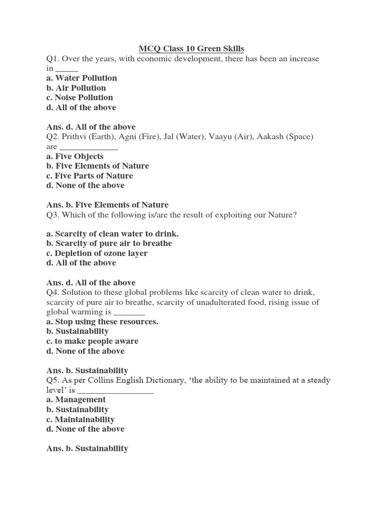 Class 10 Green Skills | PDF | Sustainability | Organic Farming