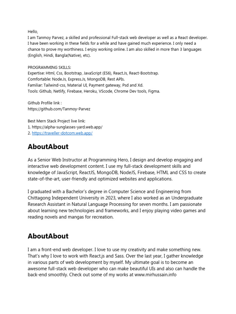 Full-Stack Web Developer Profile | PDF | Career & Growth