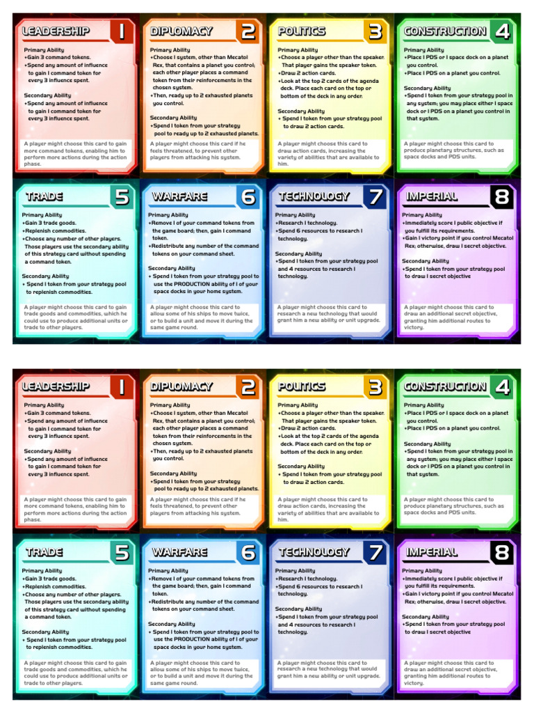 Ti4 Strategy Cards Half Sheet V4 Dipl-Const | PDF | Conflicts | Warfare