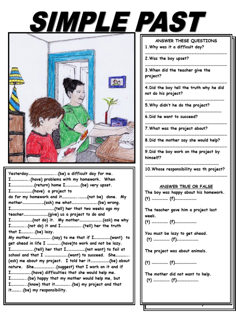 Simple Past Grammar Drills Reading Comprehension Exercises - 58146 | PDF
