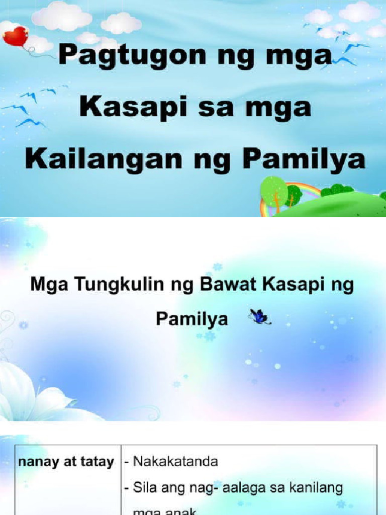 Pagtugon NG Mga Kasapi Sa Mga Kailangan NG Pamilya | PDF