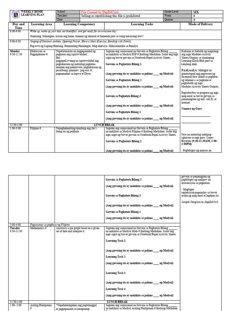 WHLP - Grade 6 (Q4 Week 4) | PDF
