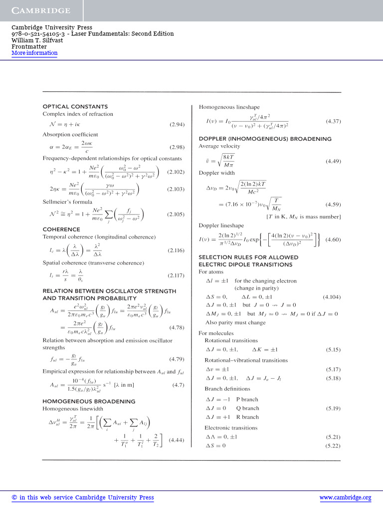 Frontmatter | PDF | Laser | Energy Level