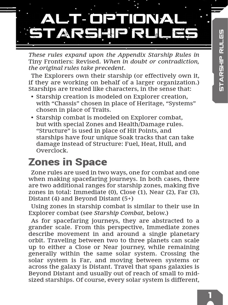 Starship Rules for Tiny Frontiers | PDF | Ships | Cargo Ship