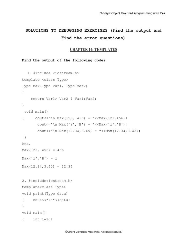 Answers To Debugging Exercises Chap 14 | PDF | C++ | Object Oriented Programming