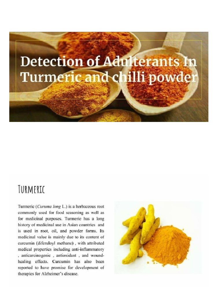 Detection of Adulteration in Turmeric and Chilli Powder | PDF