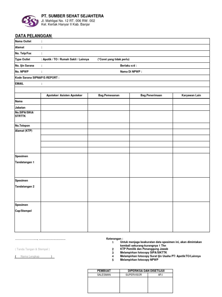Spesimen Data Pelanggan Dan Delegasi 2020 | PDF