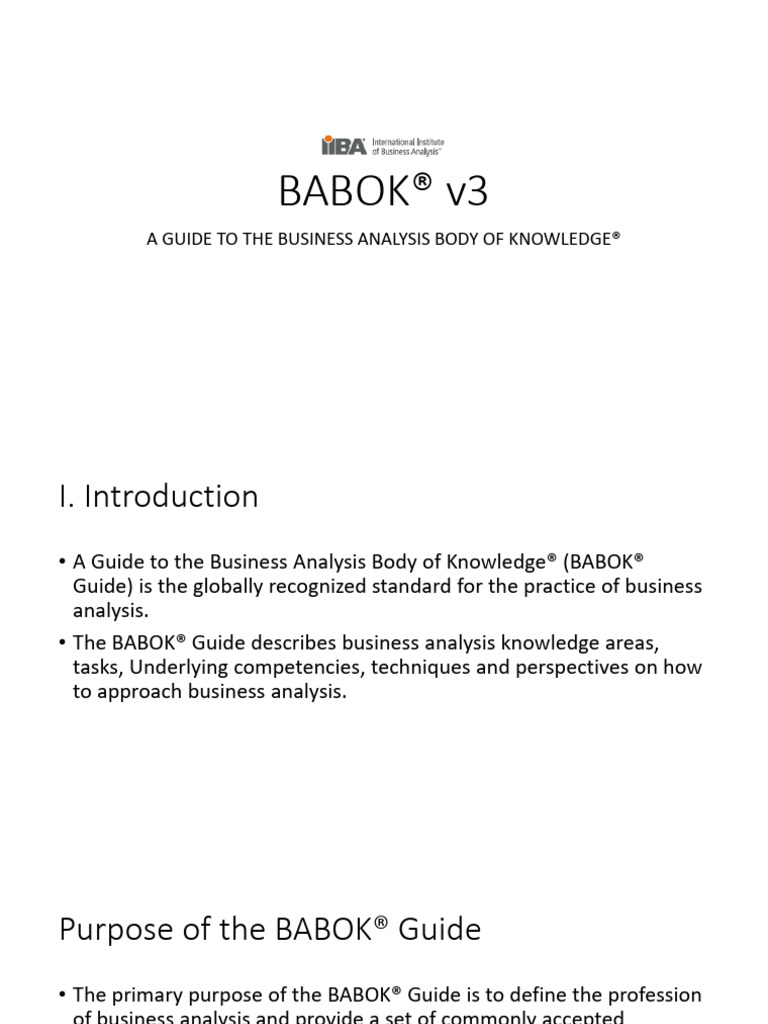 BABOK® v3 A GUIDE TO THE BUSINESS ANALYSISBODY OF KNOWLEDGE® | PDF