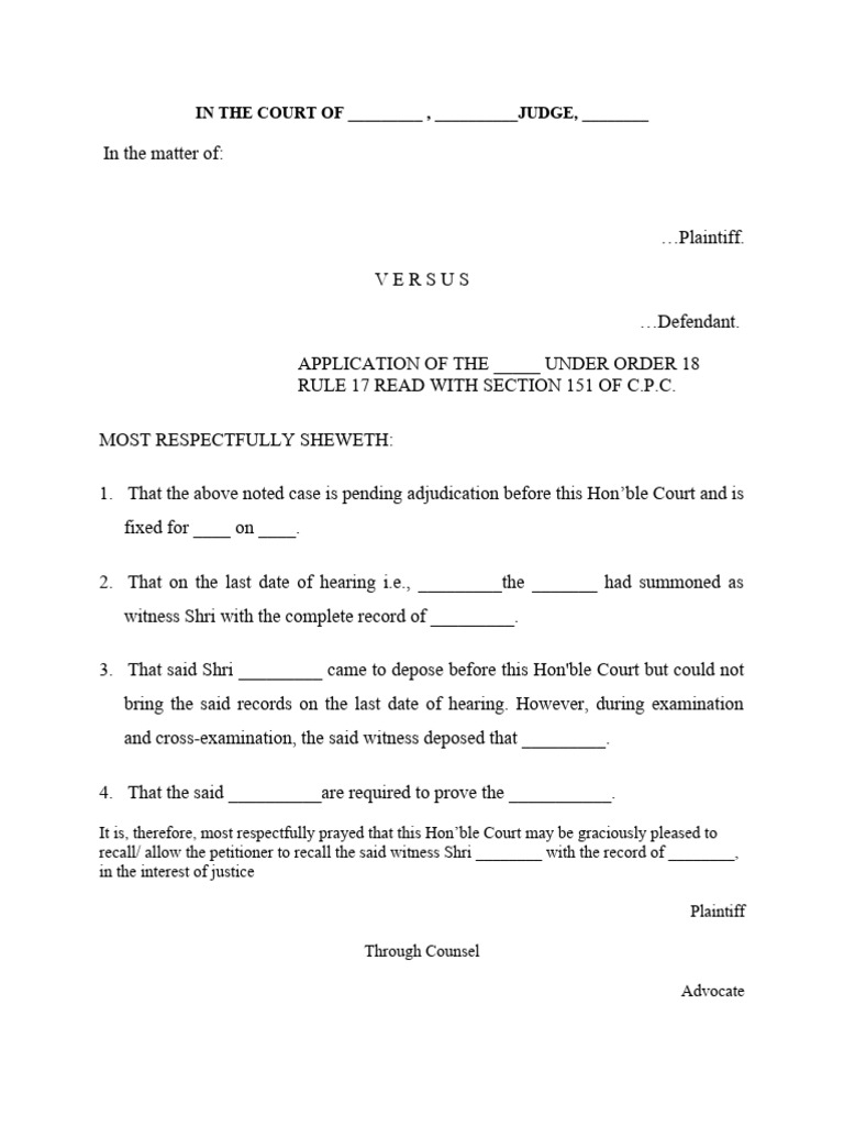 Order 18 Rule 17 | PDF