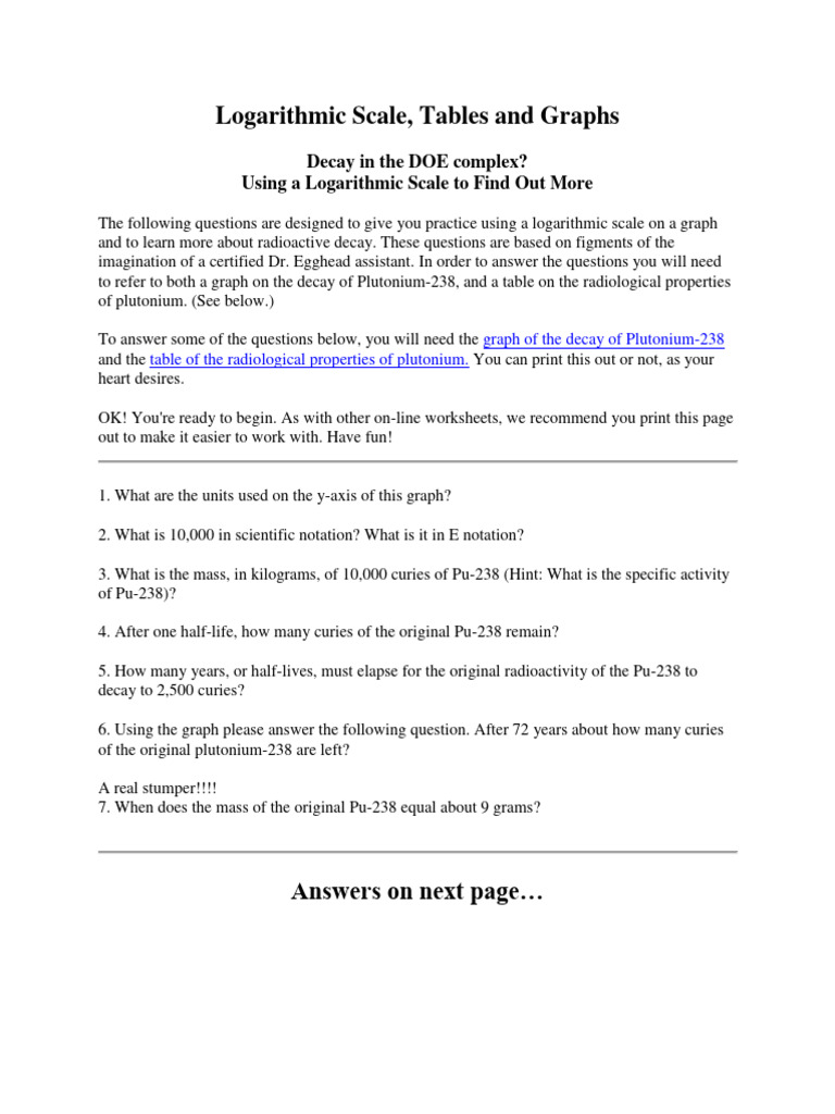 LogarithmWorksheet Answers | PDF