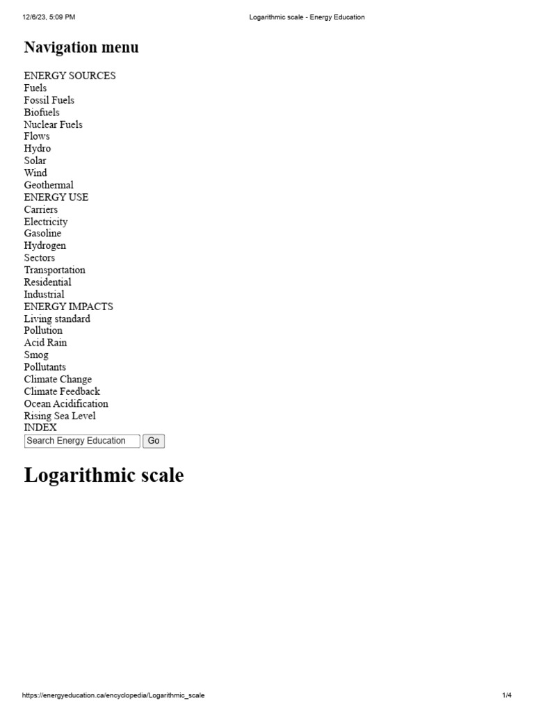 Logarithmic Scale - Energy Education | PDF | Decibel | Logarithm