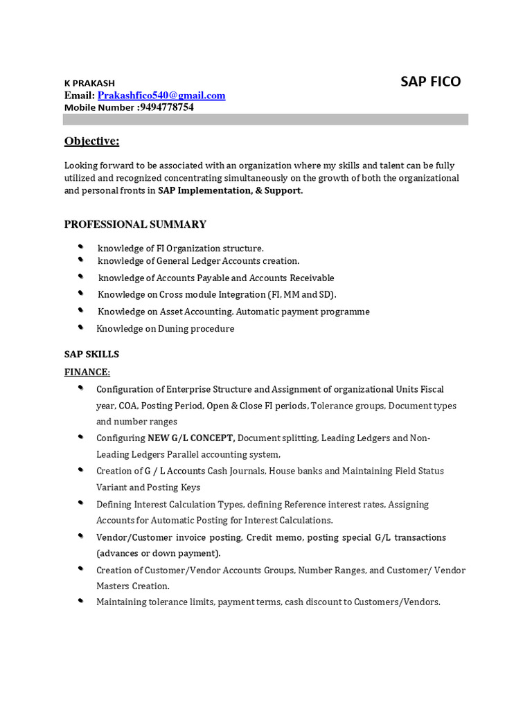 sap A resume | PDF