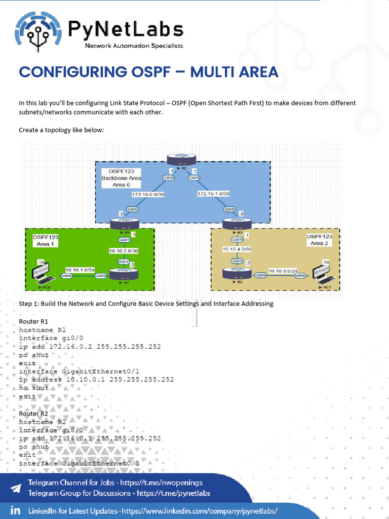 Configuring OSPF - Multi Area | PDF