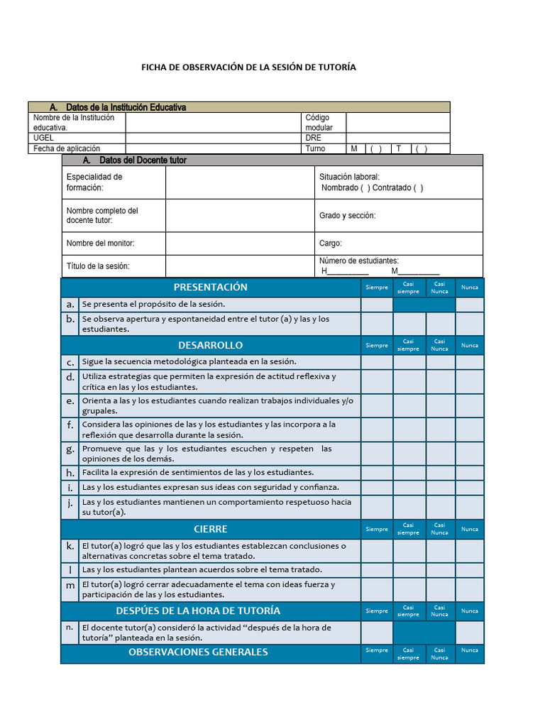 Ficha de Observación | PDF | Aprendizaje