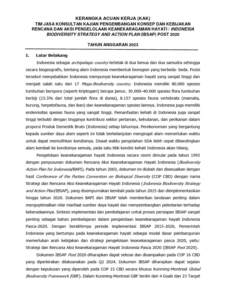 TORTim Jasa Konsultan Kajian IBSAPRev 20022023 FH200223 | PDF