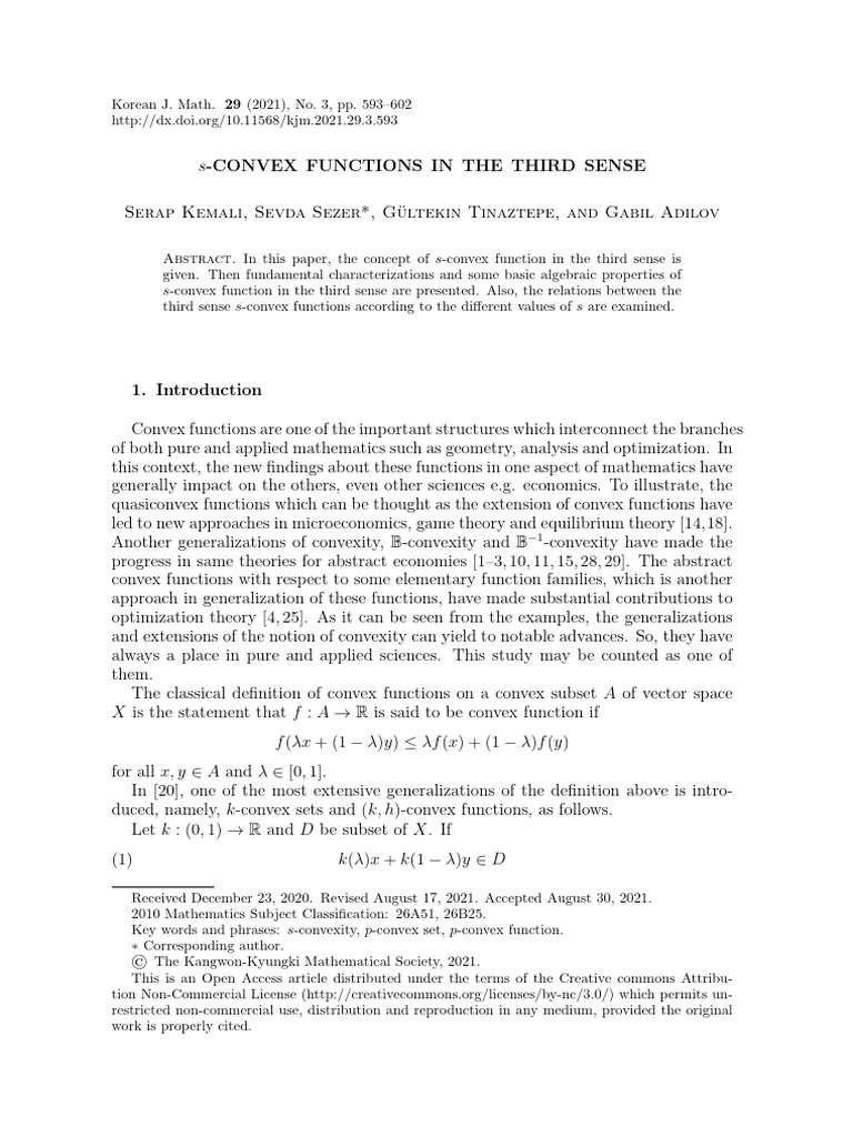 s-CONVEX FUNCTIONS IN THE THIRD SENSE | PDF | Function (Mathematics) | Mathematics