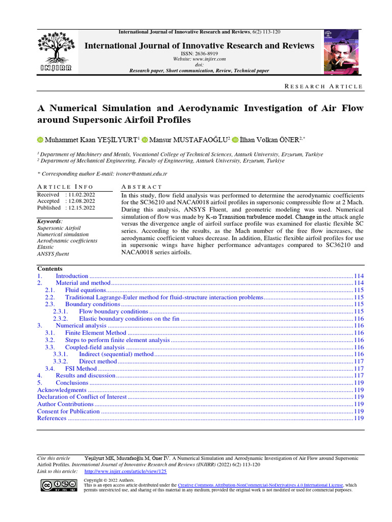 A Numerical Simulation And Aerodynamic Investigation Of Air Flow Around