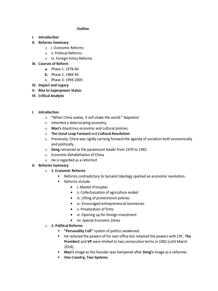 Deng Xiaoping - S Reforms | PDF | Chinese Economic Reform | Deng Xiaoping