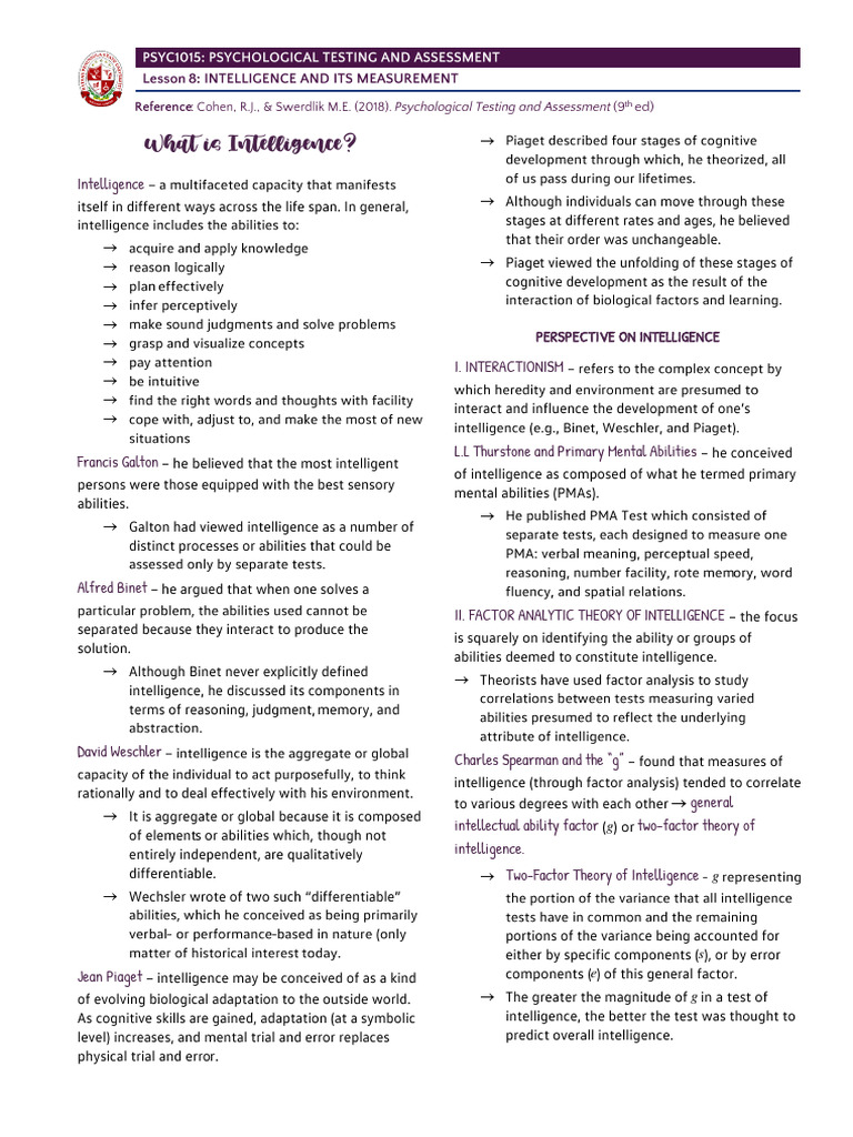 Week 8 - Intelligence and Its Measurement | PDF | Wechsler Adult ...