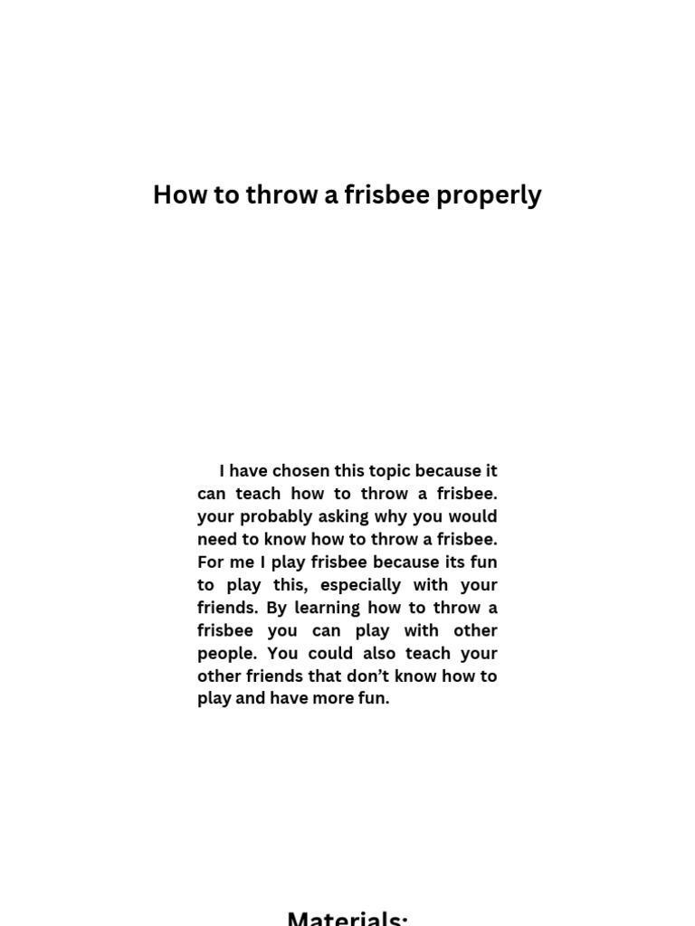 How To Throw A Frisbee Properly | PDF | Self-Improvement