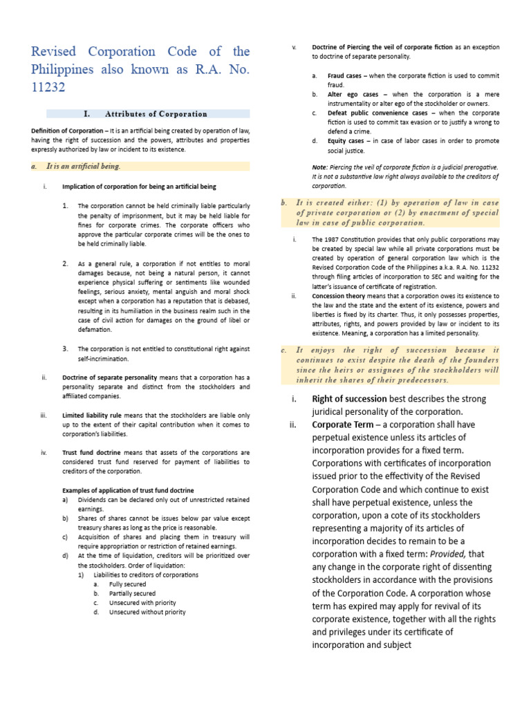 RFBT Reviewer Final Pre-Board | PDF | Corporations | Crimes
