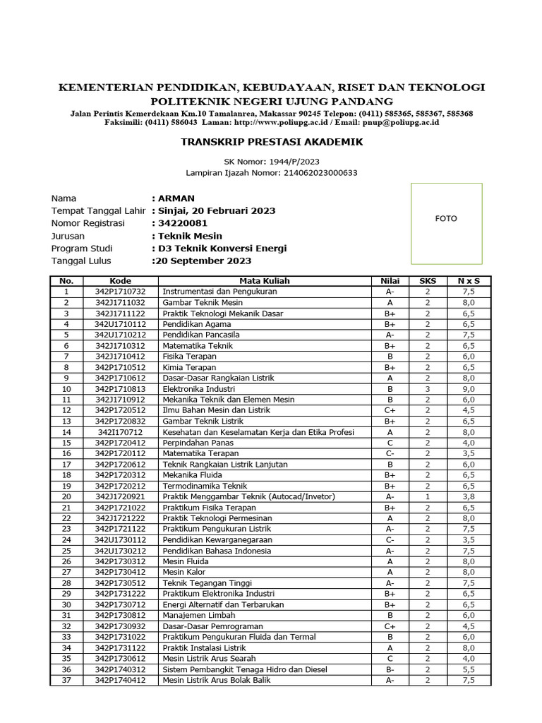 Transkrip 3420081 | PDF